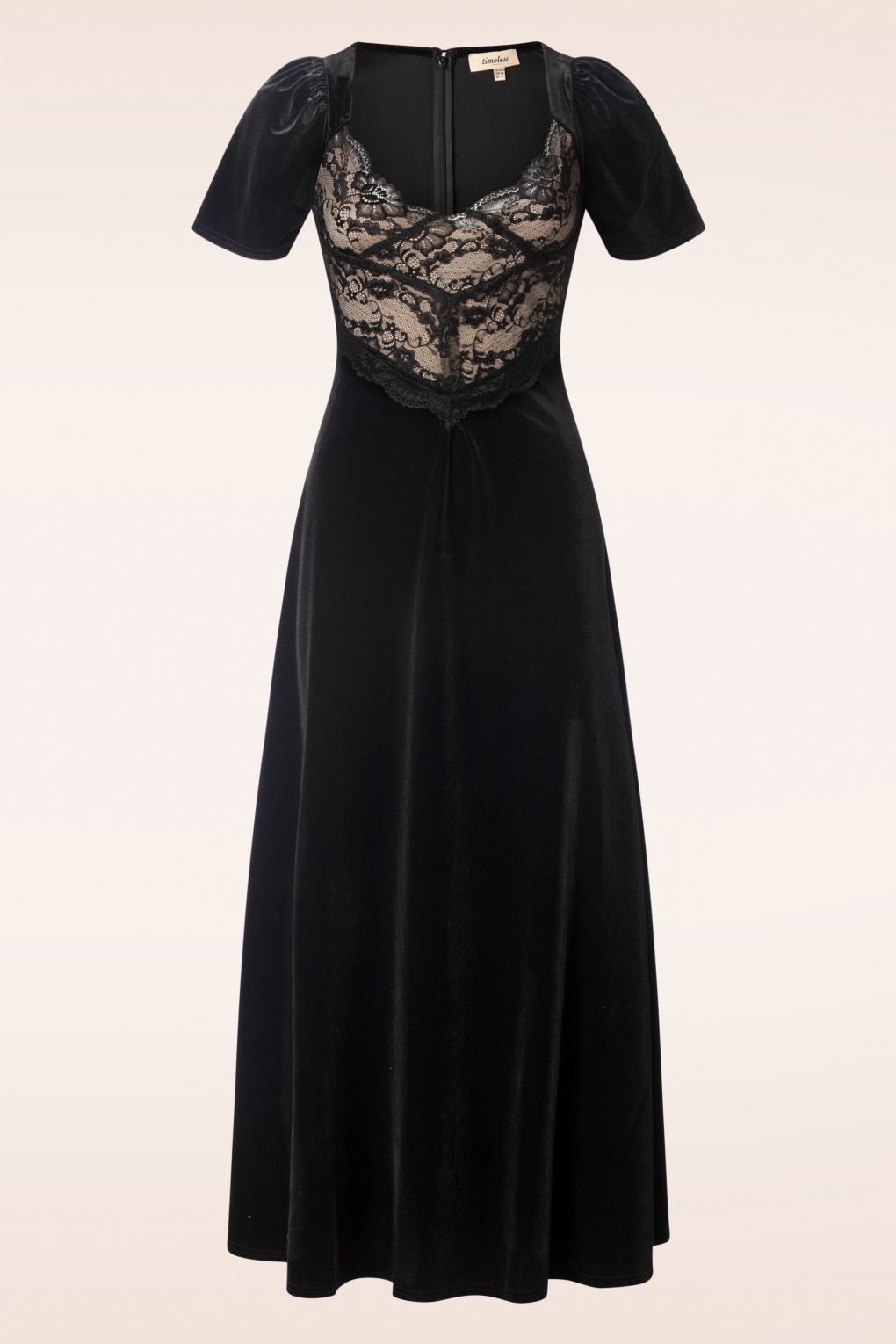 Timeless Francesca Samt Maxi Kleid in Schwarz | Topvintage