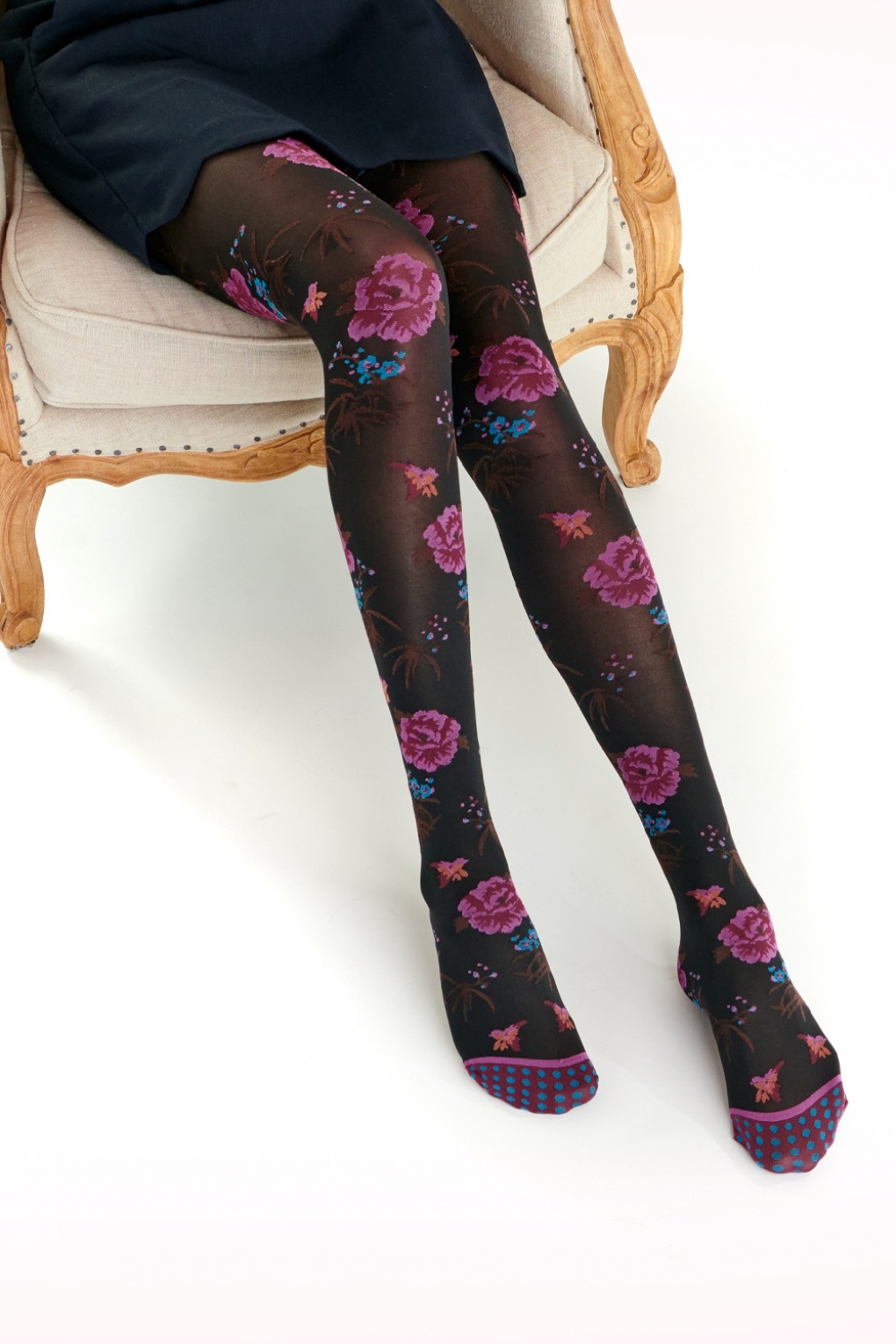 Collant Pivoine en Noir Fil de Jour | Topvintage