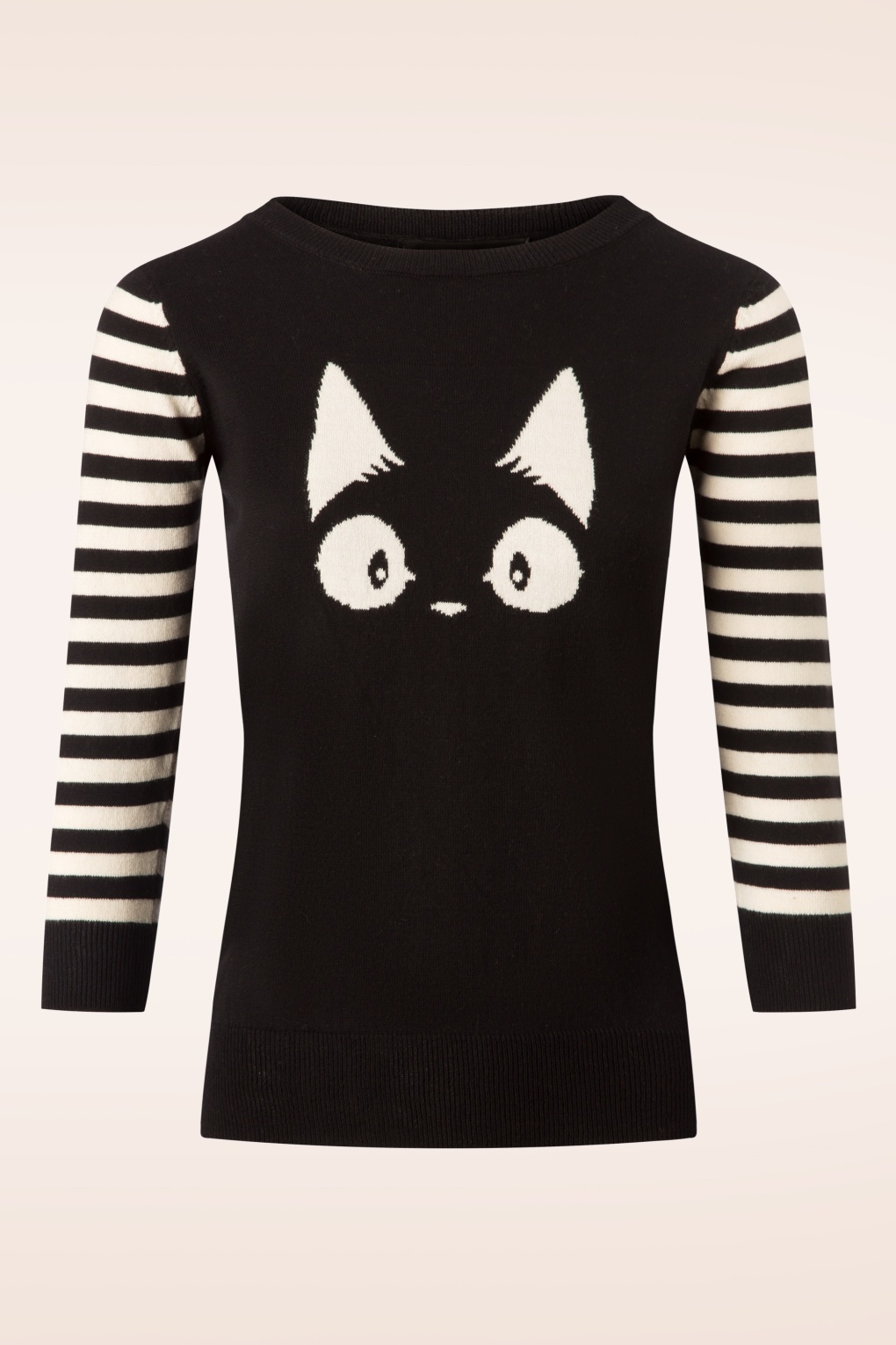 Mak Sweater Debbie Cat gestreepte trui in zwart | Topvintage