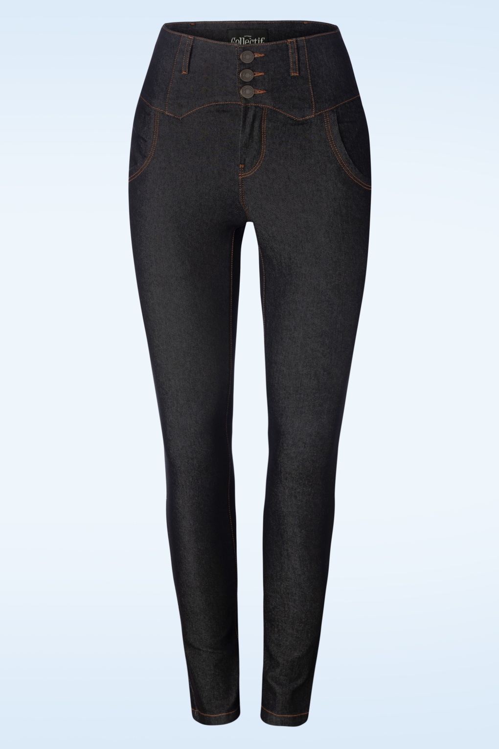 Collectif Clothing Rebel Katie Denim Jeans in Black | Topvintage