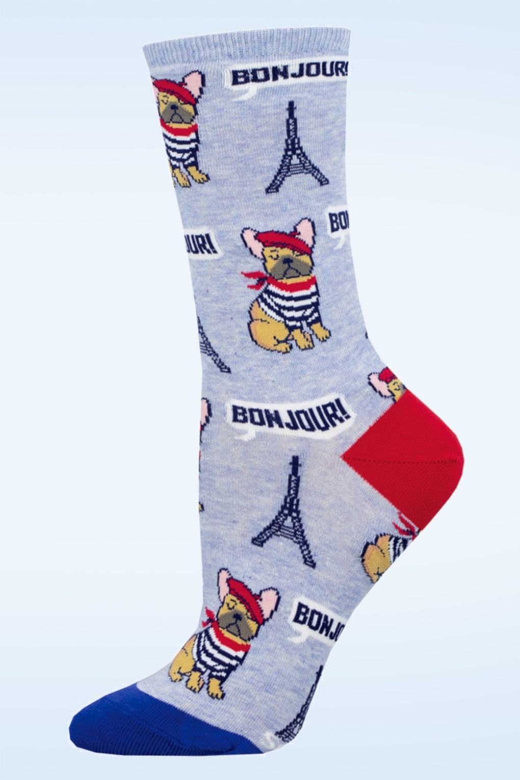 Socksmith Paris Frenchie sokken in blauw | Topvintage