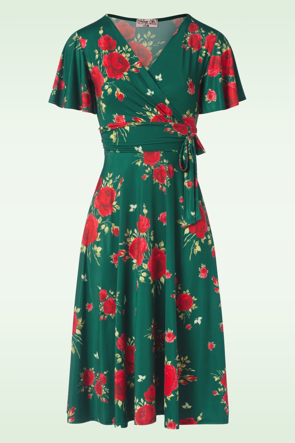 Exclusivité Topvintage ~ Irene Flower Cross Over Swing Dress en Vert ...