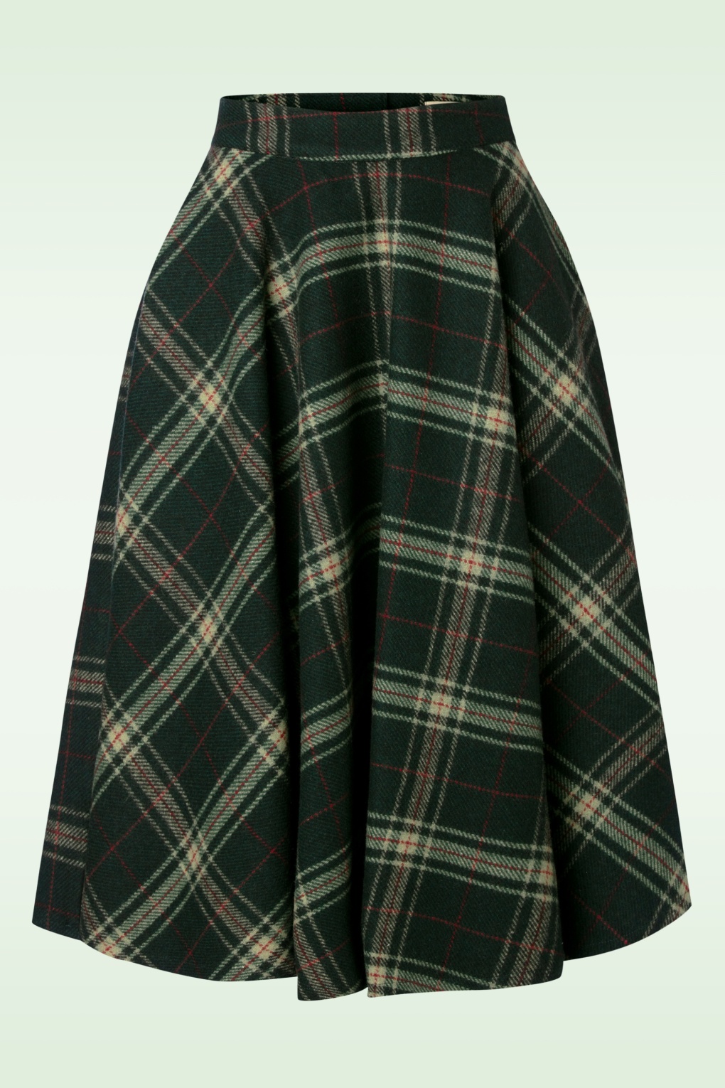 Timeless Sophie Wool Check Skirt in Dark Green | Topvintage