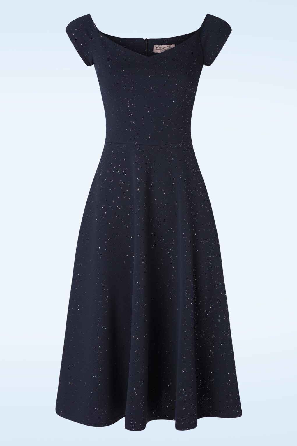 Vintage Chic for Topvintage Giorgia Glitter Swing Kleid in Marineblau ...