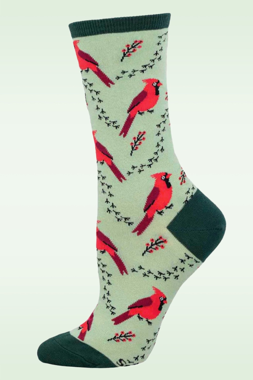 Socksmith Cardinal Tracks Socks in Light Green | Topvintage