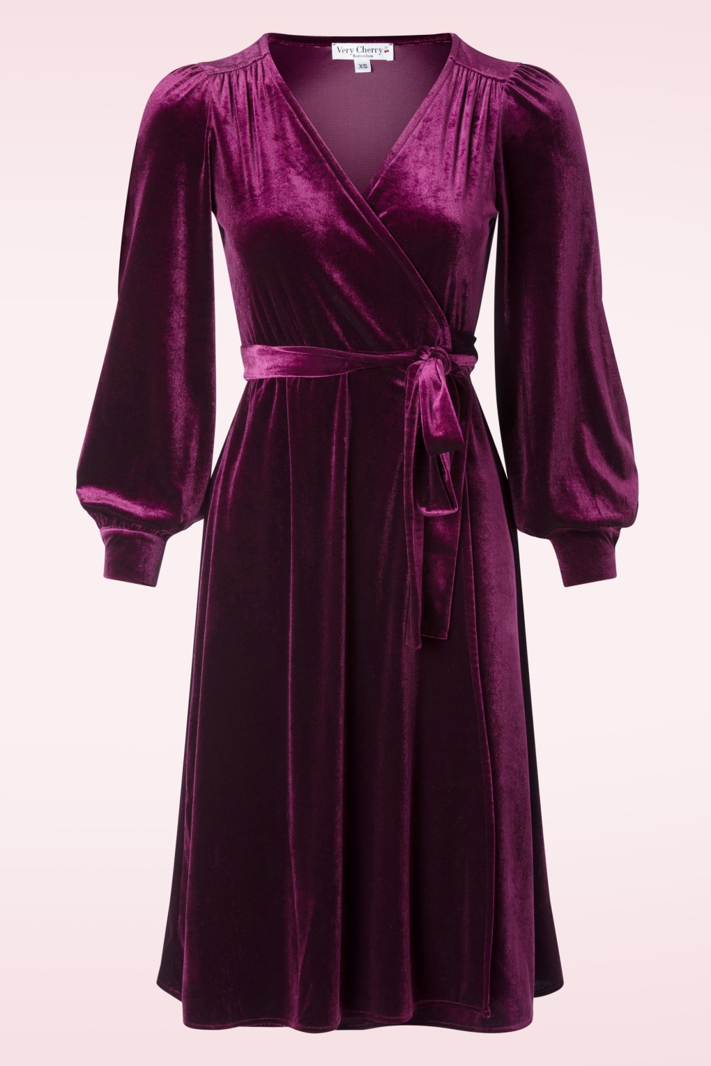 Very Cherry Robe portefeuille Dalida en velours cyclamen | Acheter chez ...