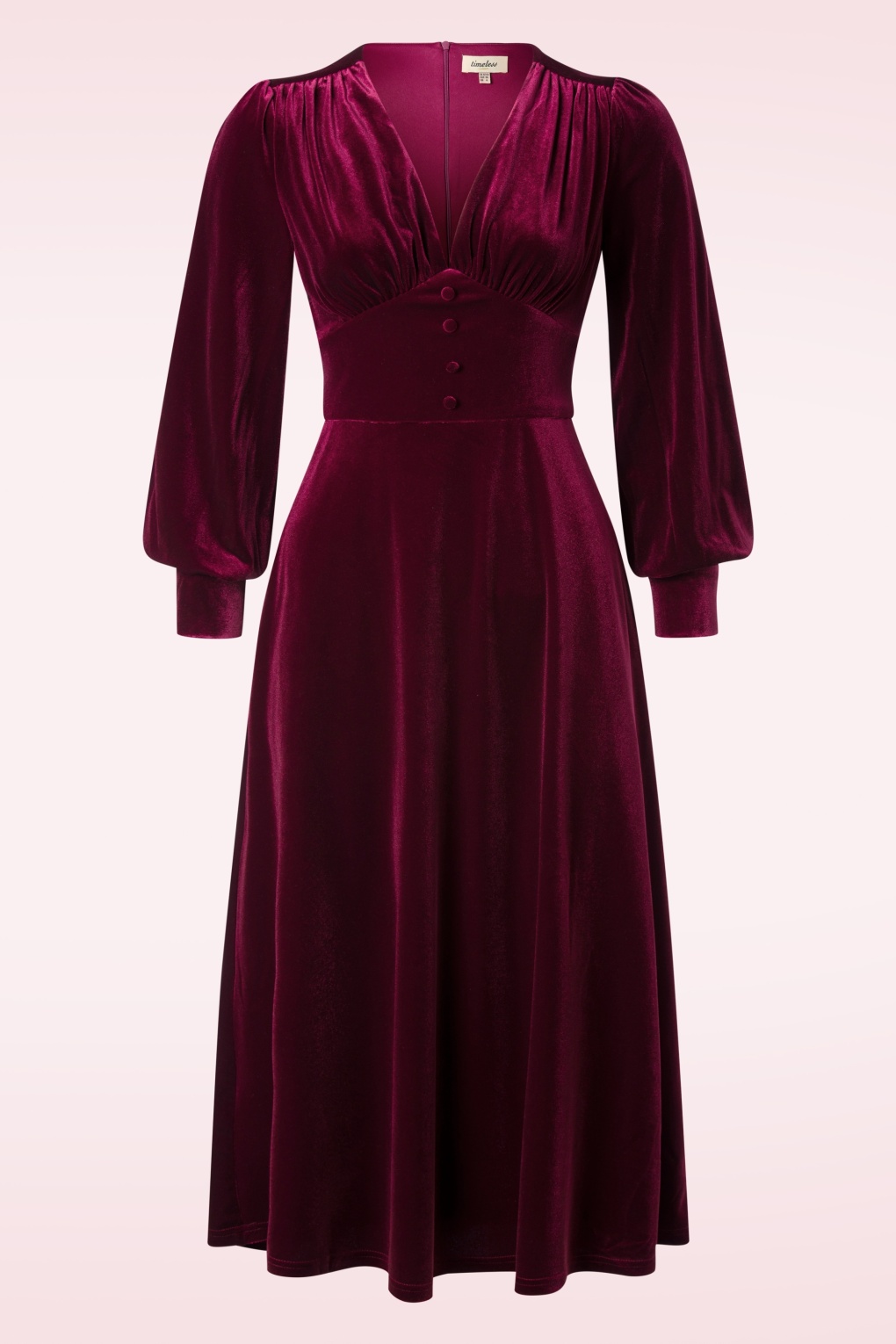 Timeless Robe midi évasée Vanity Velvet en velours bordeaux | Acheter ...