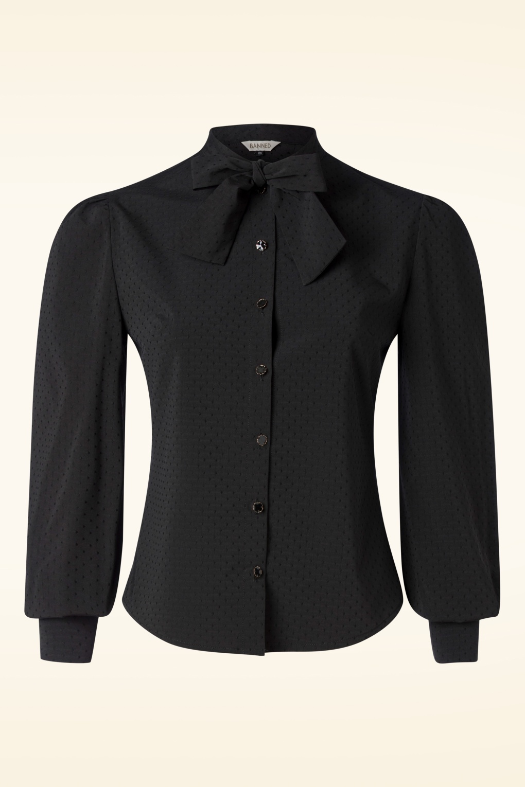 Banned Retro Spot Texture Bluse in Schwarz | Topvintage