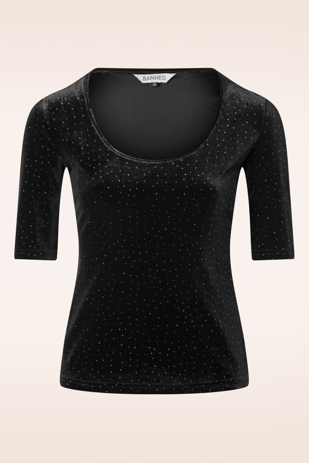 Banned Retro Samt Sparkle Top in Schwarz | Topvintage