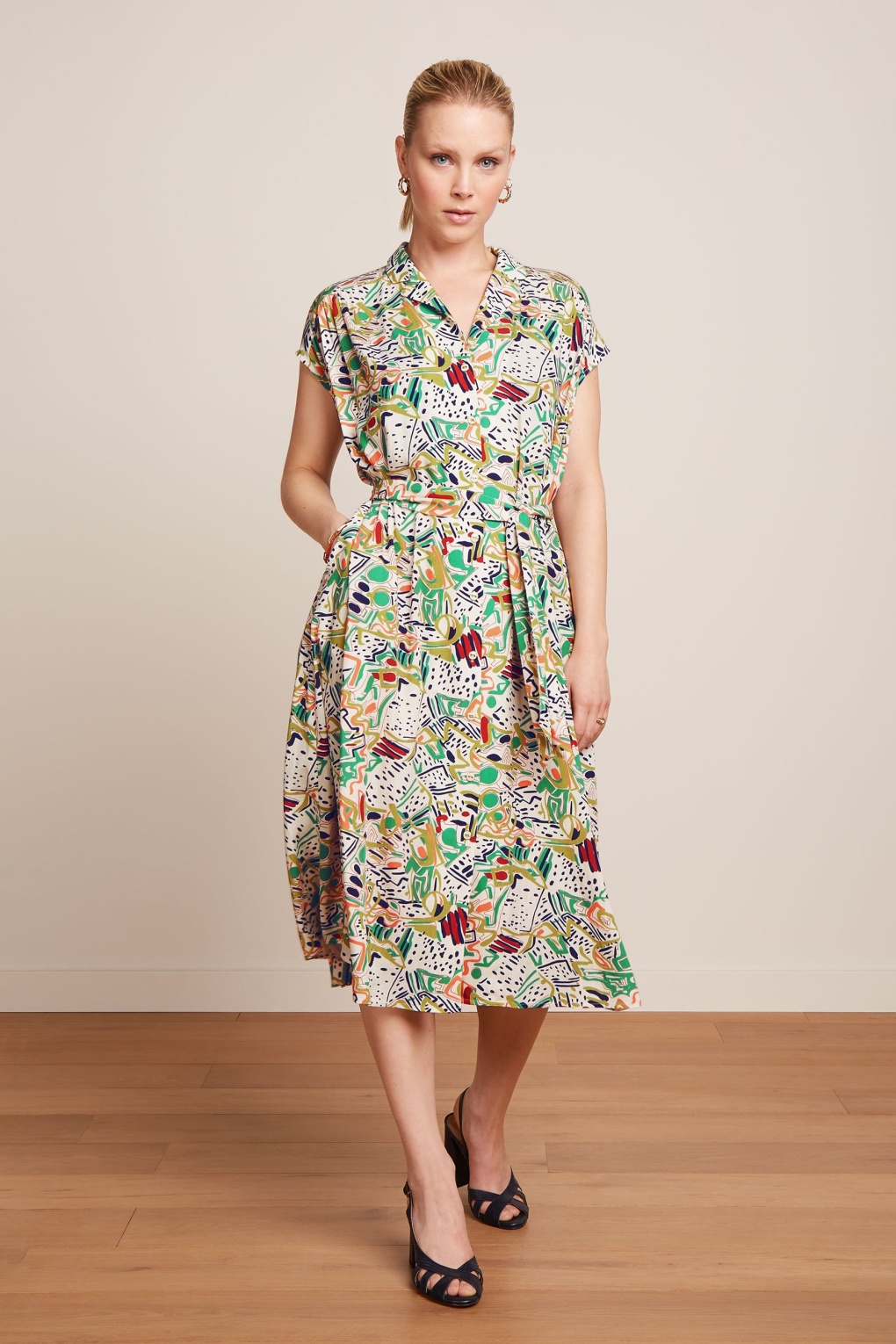 King Louie Robe Maria Marley en crème et multi | Acheter chez Topvintage