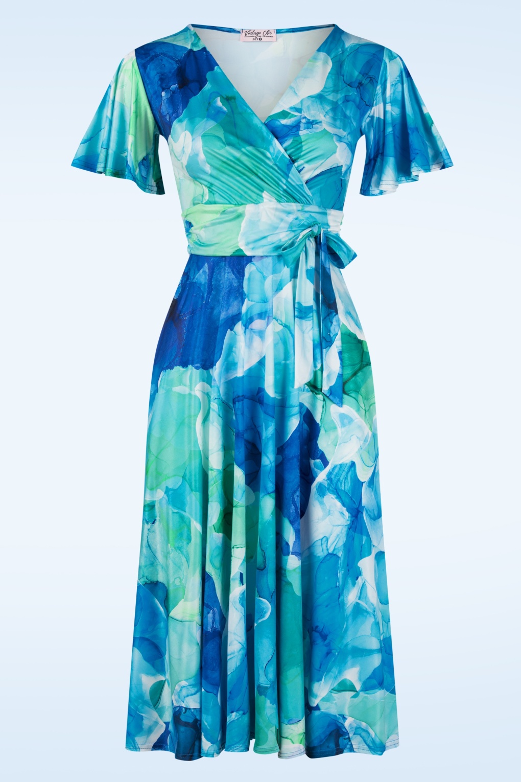 Exclusivité Topvintage ~ Robe croisée motif aquarelle Irene en bleu ...