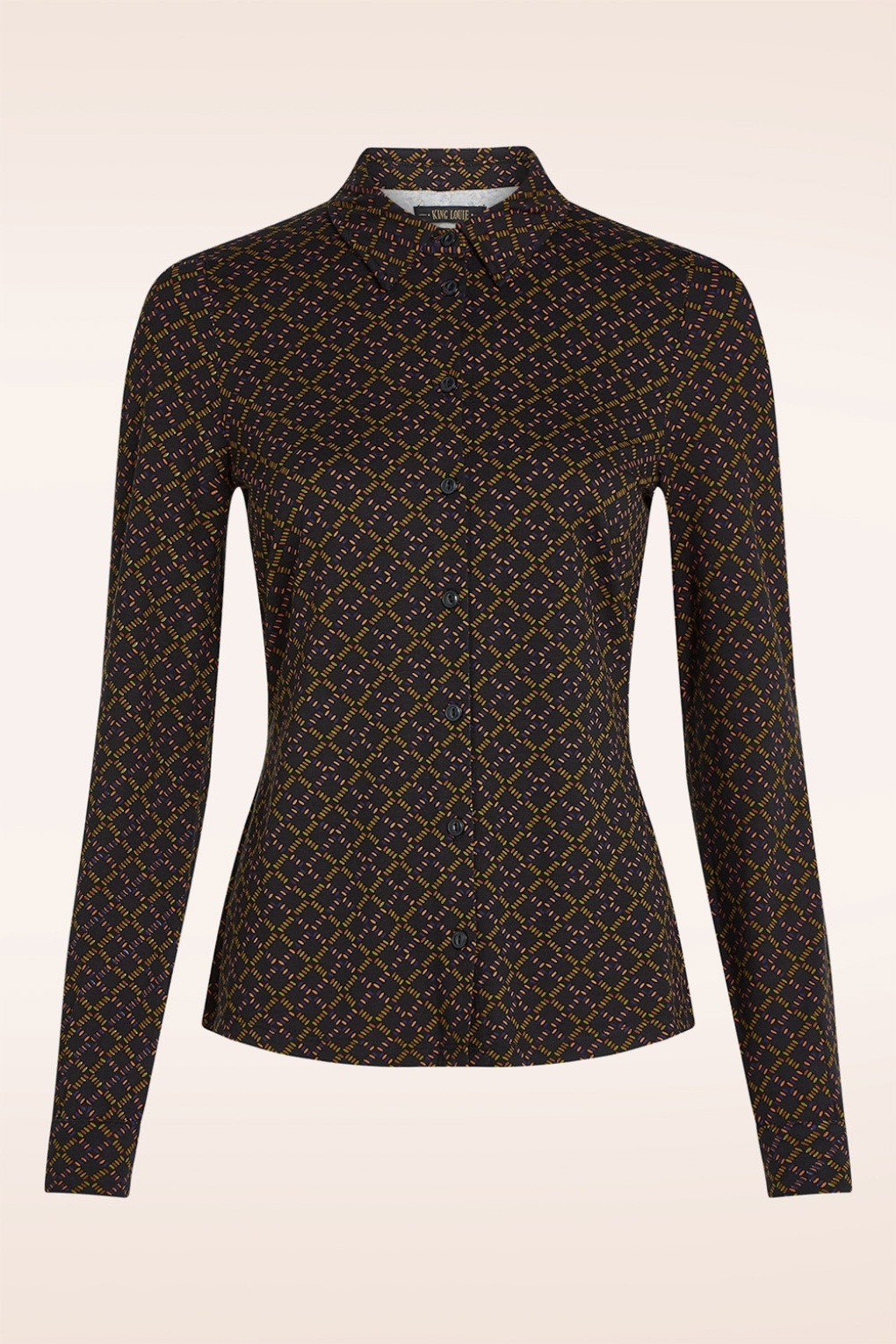 King Louie Bluse Dynamo in Schwarz | Topvintage