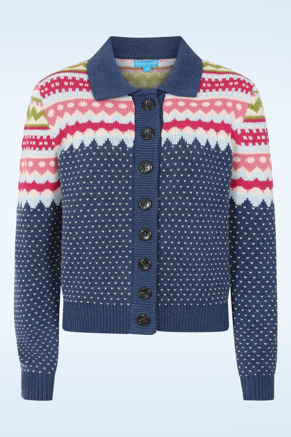Pretty Vacant Kintyre Strickjacke in Marineblau | Topvintage