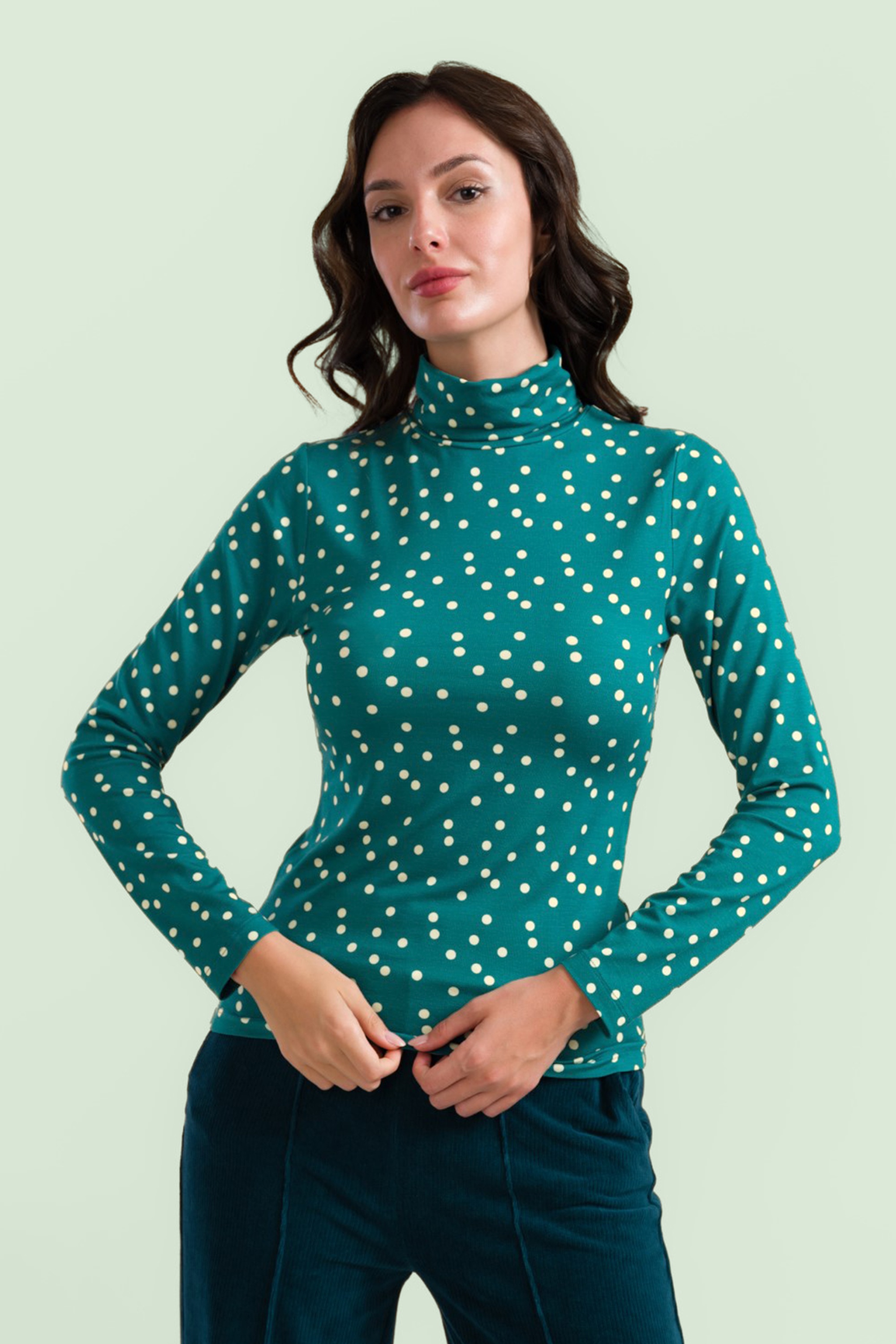 LaLamour Ruby dots top in teal | Topvintage