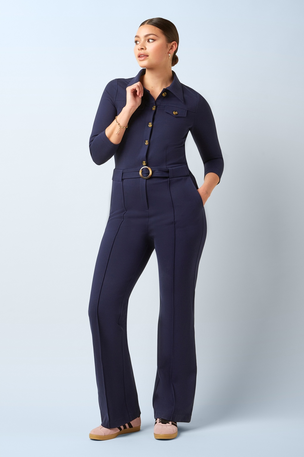 King Louie Alexa Uni Rodeo Jumpsuit in Evening Blue | Topvintage