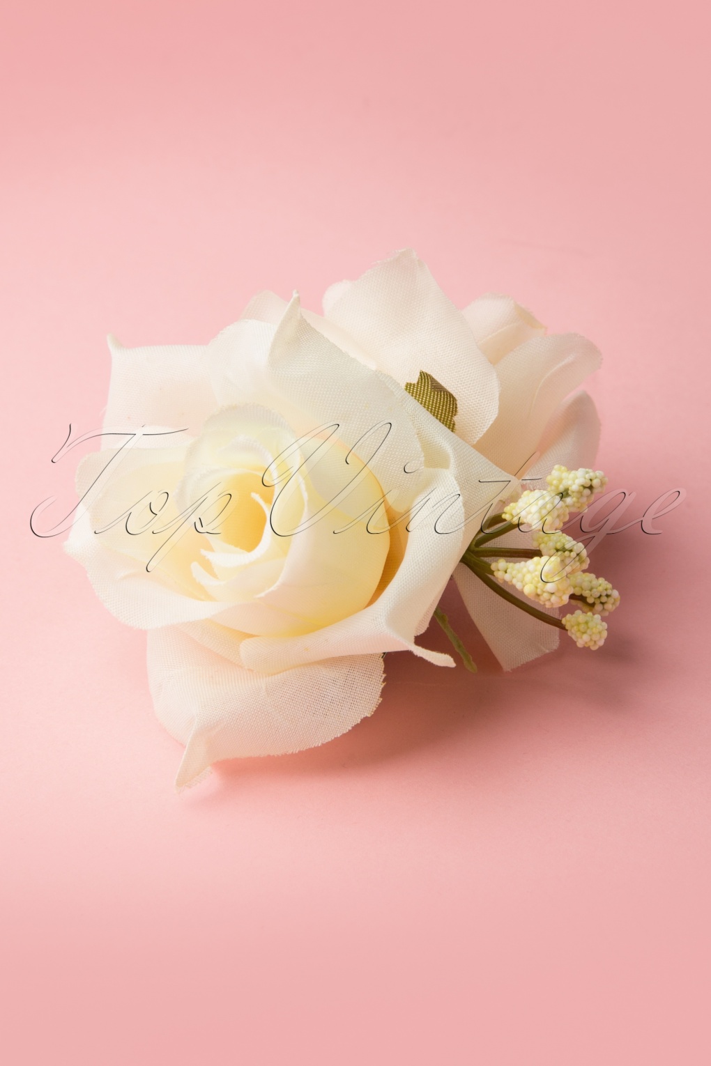 50s Pin-Up Double Hair Roses Clip Cream