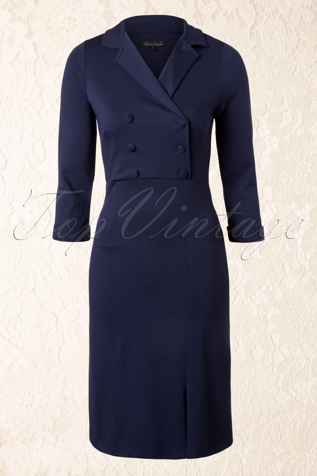 40s Cleo 3/4 Sleeve Dress Milano in Ink Blue