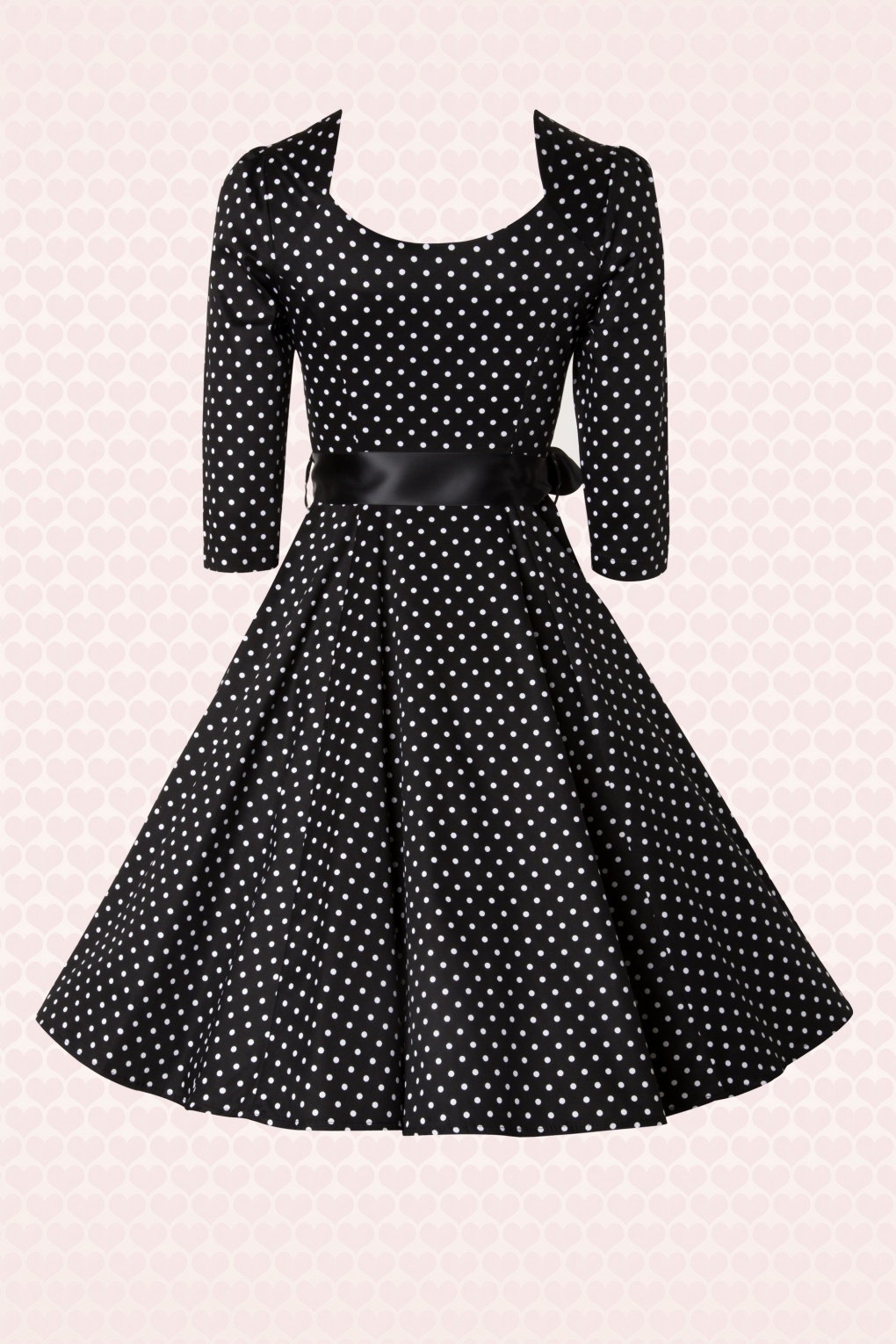 50s Sofie Polkadot Swing Dress In Black And White