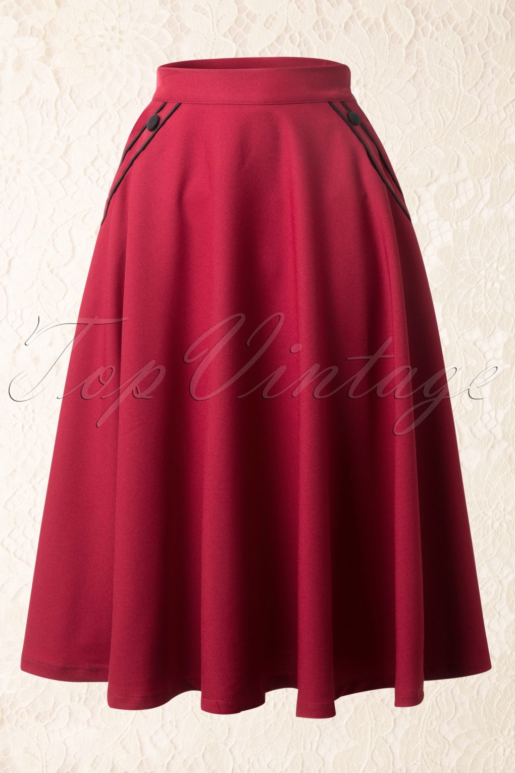 50s Betty Swing Skirt In Burgundy
