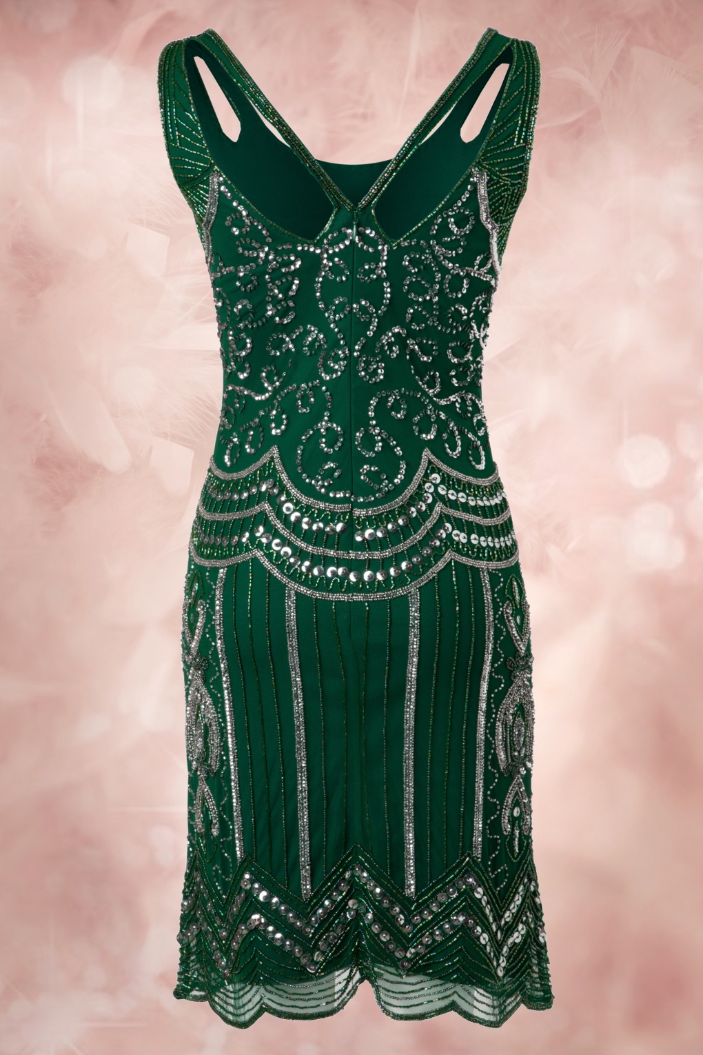 Ziegfeld Flapper Dress Années 20 en Vert émeraude