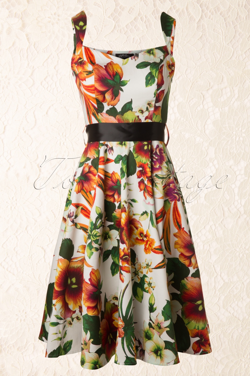 50s Summer Floral Swing Dress