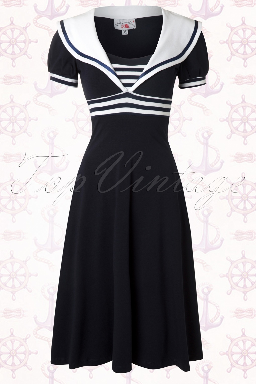 50s Carla Striped Sailor Dress in Navy White