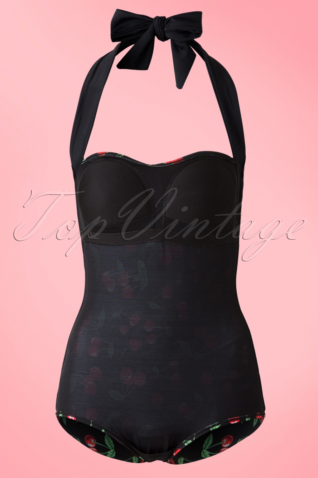 50s Cherry Pop Swimsuit in Black