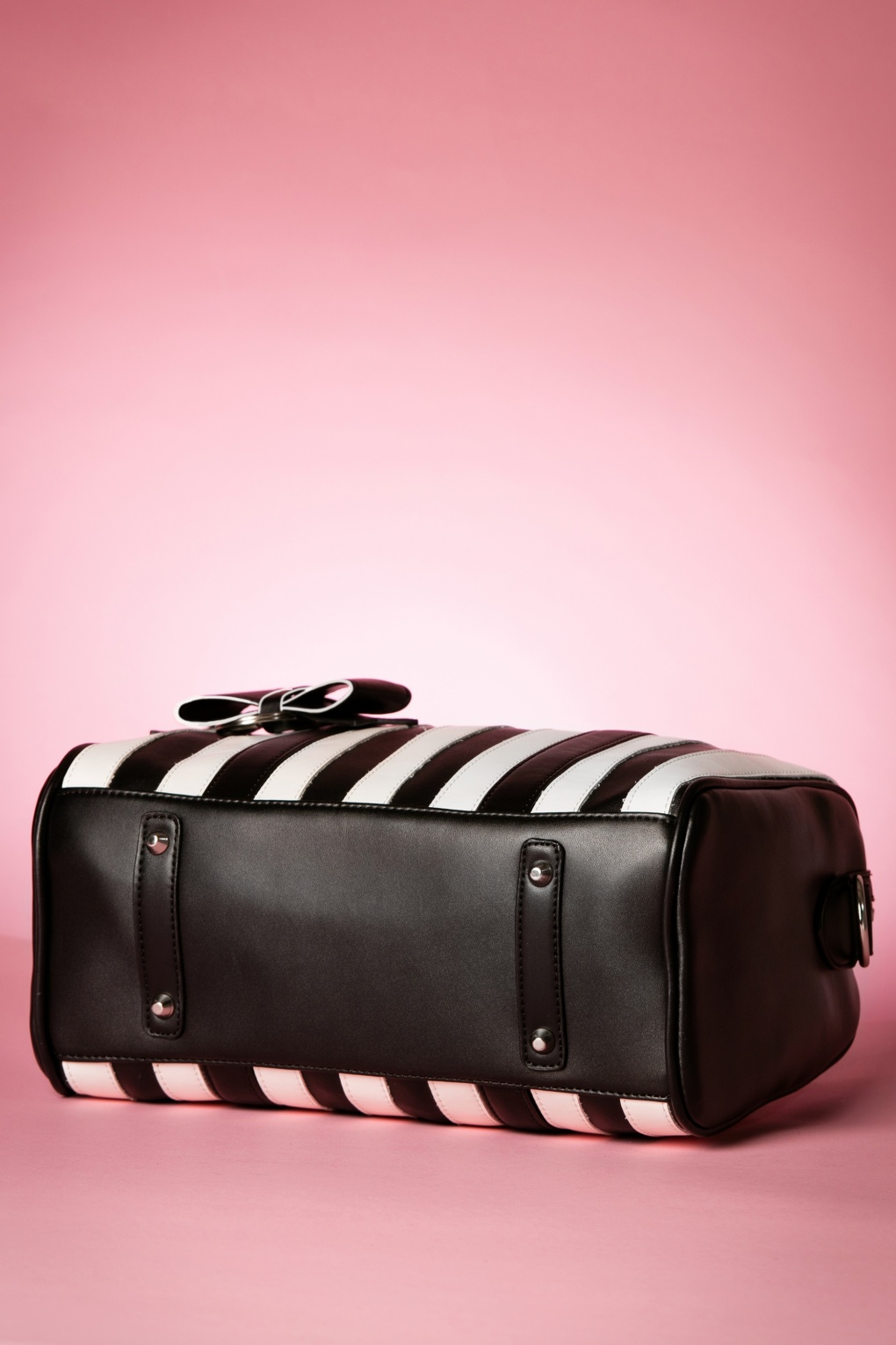 50s Lovely Viola Small Handbag in Black and White Stripes