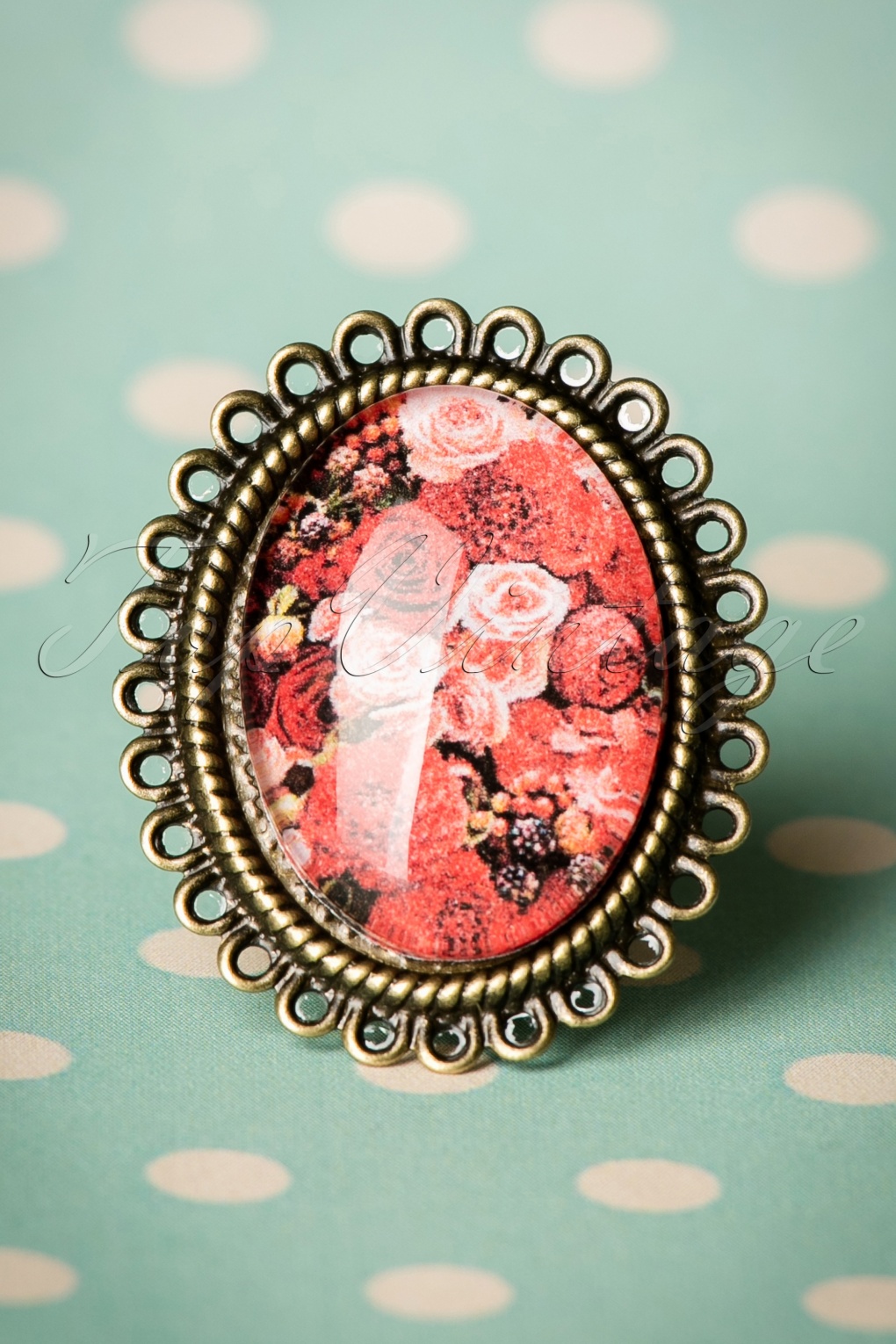 Sweet Cherry 40s I Love My Bouquet of Roses Ring | Topvintage