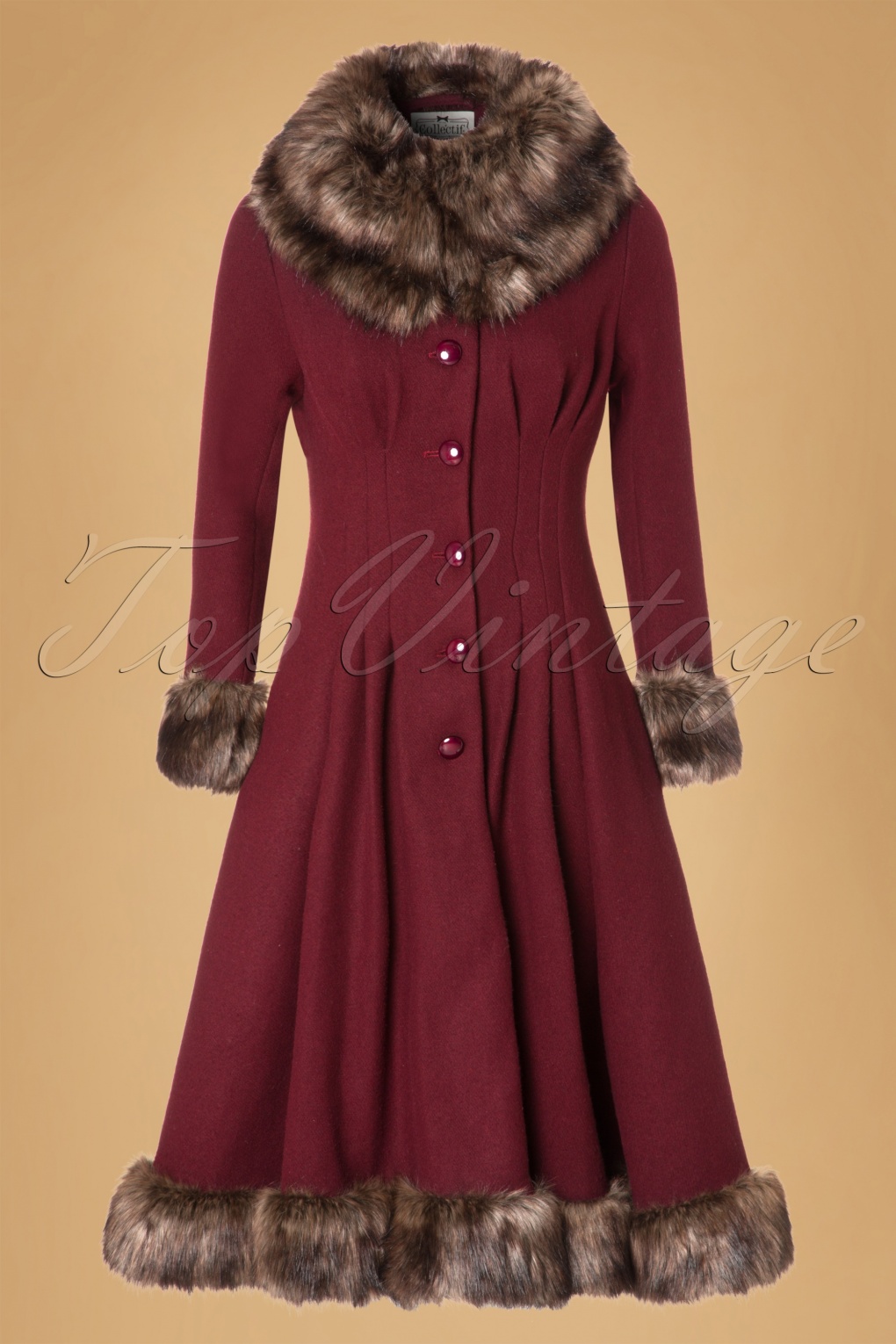 30s Pearl Coat in Wine Wool